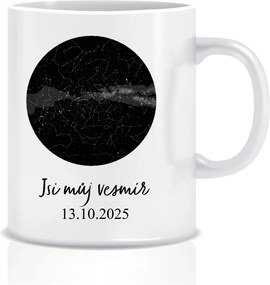 Personalizovaný klasický bílý hrníček s hvězdnou mapou 300 ml