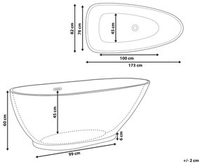 Volně stojící vana 173 x 82 cm GUIANA bílá Beliani