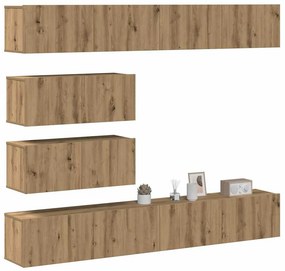 Sada 6 kusů nástěnné TV skříňka dub artisan kompozitní dřevo 3329150