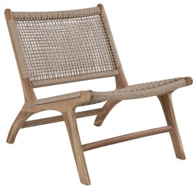 House Nordic Židle z polyratanu, přírodní s nohami z teakového dřeva