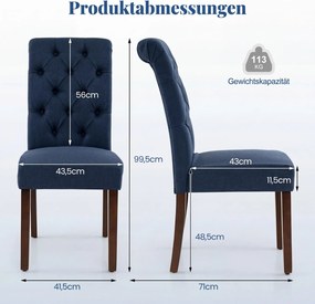 Costway Sada 2 jídelních židlí s polstrovaným sedákem a opěradlem
