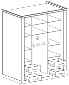 Antica K | šatní skříň A183 | 185 cm | kraft zlatý