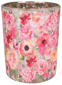 Barevný skleněný svícen s květy Fleury Poppy M - Ø 10*12 cm