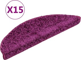 Schodové rohože 15 ks 56x17x3 cm fialové půlkulaté 133897