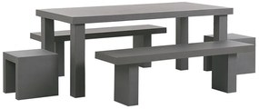 Zahradní šedá souprava, betonový stůl, 2 lavičky a 2 stoličky TARANTO Beliani