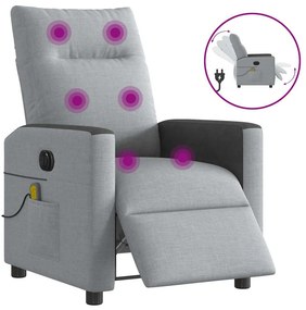 Elektrické masážní polohovací křeslo světle šedé textil 3324045
