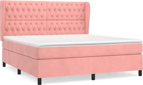 Box spring postel s matrací růžová 180x200 cm samet 3129410