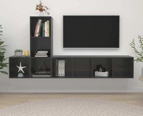 vidaXL 3dílný set TV skříněk dřevotříska [3079833] Barva: šedá s vysokým leskem