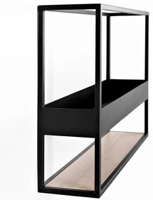 Nordic Design Černý kovový nástěnný regál Herbie 100 x 25 cm