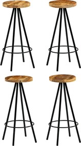 vidaXL Barové židle 4 ks masivní mangovníkové dřevo [246239]