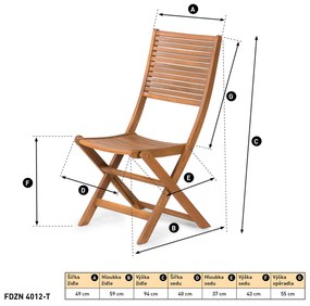 Fieldmann FDZN 4012-T Skládací židle 2 kusy  Ergonomicky tvarovaná židle, Vhodné pro venkovní i vnitřní použití, Vyrobeno ze dřeva tropické Akácie,