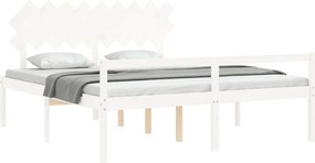 Postel s čelem pro seniory bílý Super King Size masivní dřevo 3195562