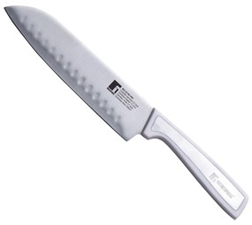 Nůž Santoku z nerezové oceli Bergner / 17,5 cm / bílá
