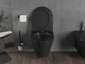 Mexen Rico, závěsná WC mísa 490x360x370 mm, Rimless Tornádo, černá matná, 3372XX85T