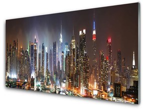 Obraz na skle Noc Město New York 100x50 cm