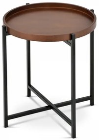 Odkládací stolek 50x50 deska dřevo moření ořech kovové černé nohy 80135-12 WAL