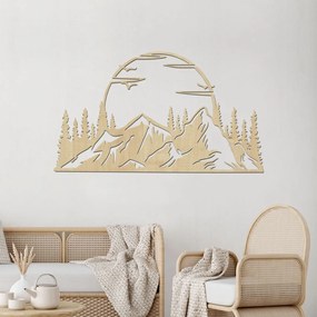 dřevo života Dřevěná dekorace na zeď Hory se západem Rozměry (cm): 60x34, Barevný vzor: Horský dub
