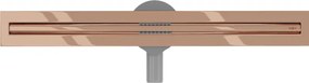 Mexen Flat nerezový sprchový žlab s rotačním 360° sifonem 60 cm, vzor SLIM, růžovo-zlatá, 1641060
