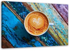 Gario Obraz na plátně Káva na barevném dřevě Rozměry: 60 x 40 cm