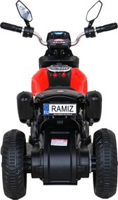 Ramiz Motorka Fast Tourist na baterie pro děti červená + audio + světla + ekokůže