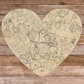 Dřevěné puzzle ve tvaru srdce - LÁSKA | SENTOP H013