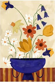 Plakát 30x40 cm Colourful Bunch in Blue Vase – Frankie Penwill – The Poster Club