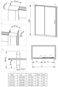 Deante Cynia, posuvné dveře do otvoru 140x200 cm, 6mm čiré sklo s EasyClean, chromový profil, KTC_014P