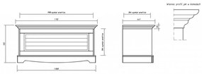 Massive home | Belluno Elegante bílá truhla / skříňka z masivu s dubovou deskou