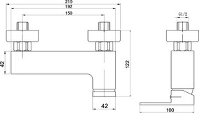 Novaservis Nobless EDGE Sprchová baterie bez příslušenství 150 mm spodní připojení, chrom, 36061/1,0