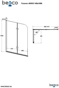 Hopa AVIGO 100 x 145 cm BCAVIG10CC vanová zástěna