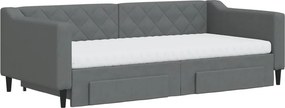 Válenda s přistýlkou a zásuvkami tmavě šedá 90 x 190 cm textil 3197491