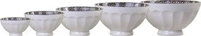 Set 5ks bílá porcelánová miska s černými detaily uvnitř Arés - Ø15*9 cm