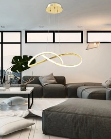 Toolight Moderní LED závěsné stropní svítidlo Ring + dálkové ovládání APP394-CP Gold