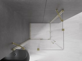 Mexen Velar Duo, sprchový kout s posuvnými dveřmi 100(dveře) x 90(dveře) cm, 8mm čiré sklo, zlatý lesklý profil, 871-100-090-02-50