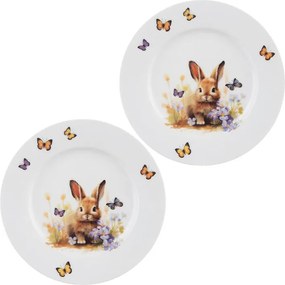 Sada porcelánových dezertních talířů JARO zajíc 20 cm 2 ks