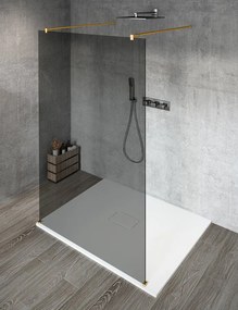Gelco VARIO GOLD MATT sprchová zástěna 130 x 200 cm jednodílná k instalaci do prostoru kouřové sklo zlatá GX1313-02