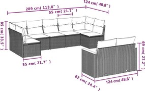 9dílná zahradní sedací souprava s polštáři černá polyratan 3226288
