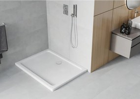 Mexen SLIM - Obdélníková sprchová vanička 80x70x5cm + chromový sifon, bílá, 40107080