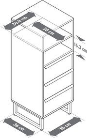 Tchibo - Zásuvkový regál »Leeg« se 3 zásuvkami - barva: šedá