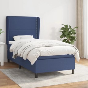 Box spring postel s matrací modrá 90x190 cm textil,  3127851