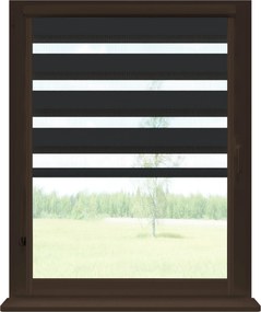 Dekodum Roleta den a noc v hnědé kazetě soft, barva látky Černá Šířka (cm): 38, Výška (cm): Standardní (do 150 cm), Strana mechanismu: Levá