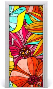Samolepící fototapeta na dveře Kolorowe květiny 75x205 cm