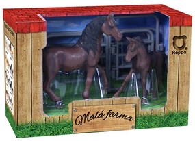 Sada koně 2 ks s ohradou čokoládově hnědý