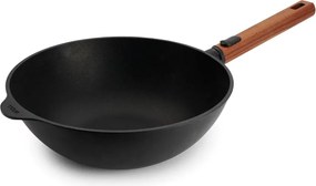 Woll Nepřilnavá wok pánev Eco Logic QXR s dřevěnou odnímatelnou rukojetí, 28 cm 11028WLCI-Q