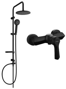 Mexen Carl odkrytý sprchový set s dešťovou sprchovou hlavicí a sprchovou baterií Sabre, Černá - 72140240-70