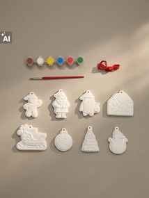 Sinsay - Vánoční sada sádrových závěsných dekorací k malování s barvami a štětcem 11 pack - vícebarevná