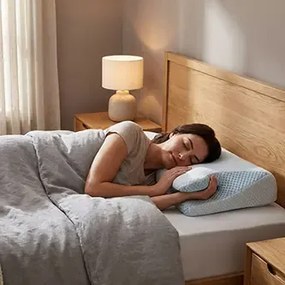 Powerton ERGO LUNIA bílo-světle modrá / Ergonomický polštář / PU pěna