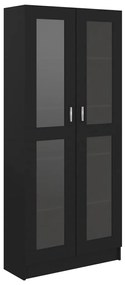 vidaXL Prosklená skříň černá 82,5 x 30,5 x 185,5cm dřevotříska