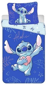 Modré bavlněné dětské povlečení na jednolůžko 140x200 cm Lilo &amp; Stitch "Aloha" – Jerry Fabrics