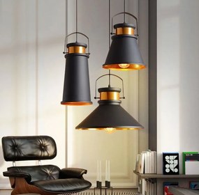 Toolight - Stropní svítidlo ASTI C 1xE27, černá-zlatá, OSW-00180